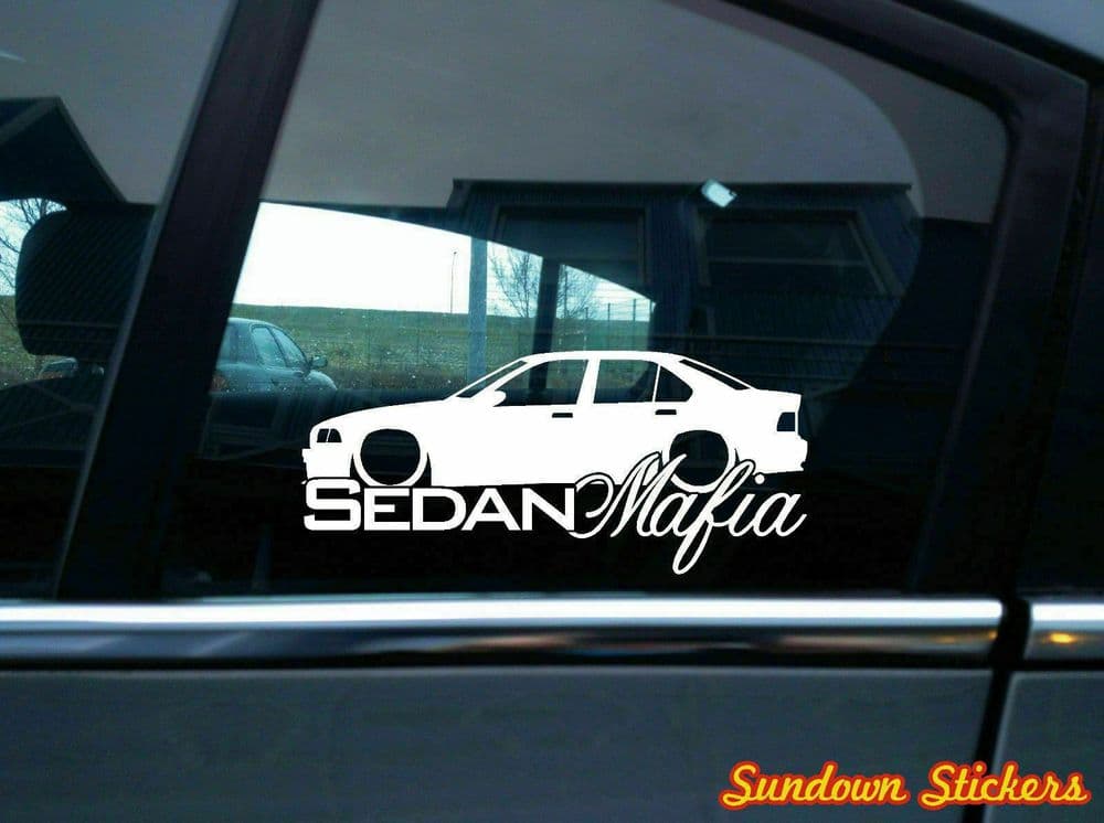 Lowered SEDAN MAFIA sticker for BMW E36 3-series M3 328i 4-Door saloon ...