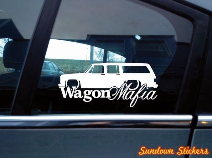 Lowered WAGON MAFIA V2 car sticker for Chevrolet Suburban 1973-1991 7th gen