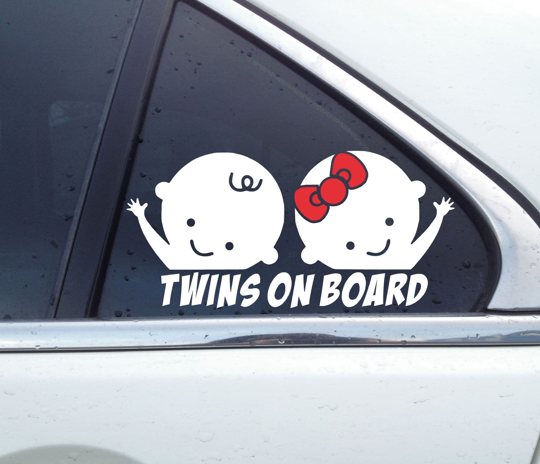 Twins on board sticker - boy and girl Children on board car warning sign