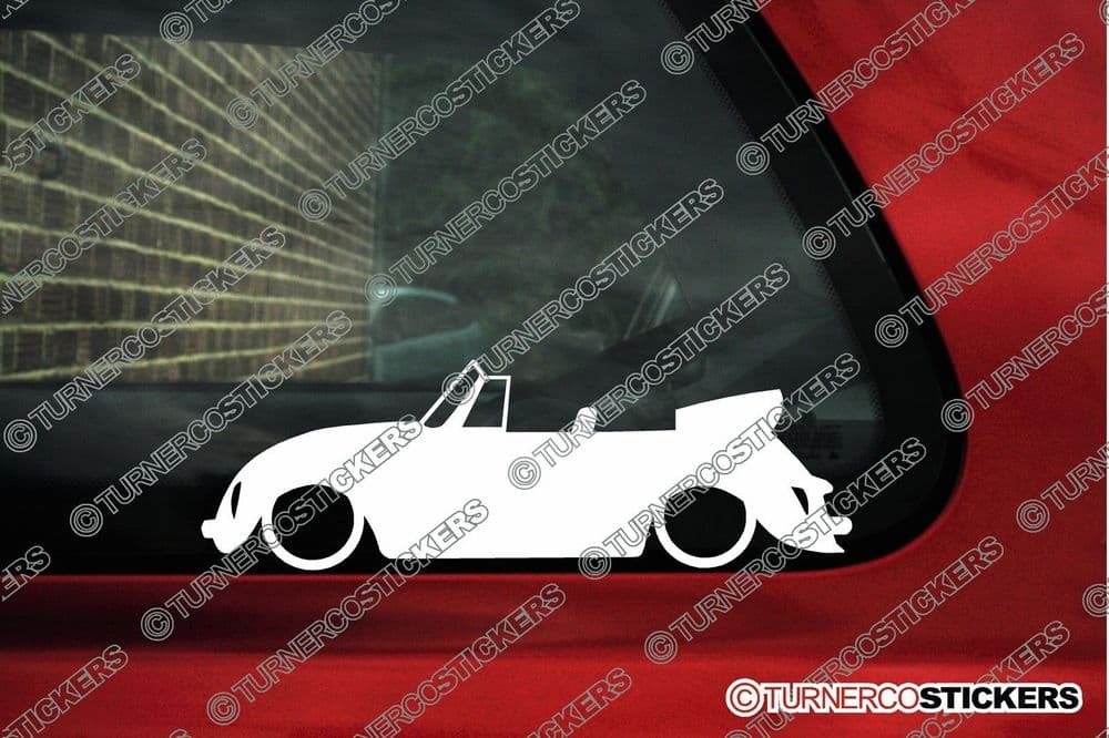 x2 Lowered car silhouette stickers for Classic VW beetle Convertible ...