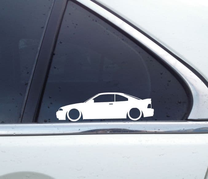 x2 Lowered car silhouette stickers for Rover 200 Coupe Tomcat 220 Turbo