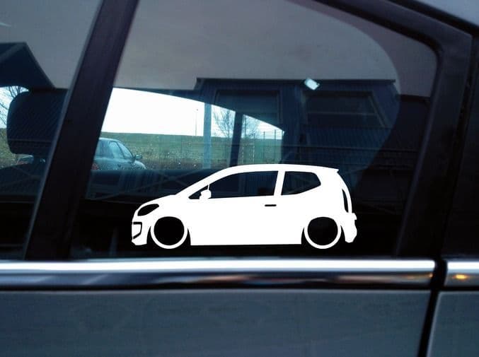 x2 Lowered car silhouette stickers for Volkswagen VW UP 3-DOOR L438