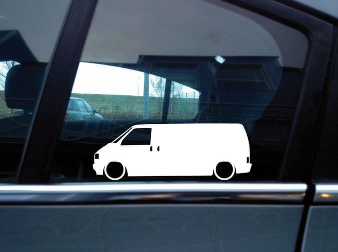 x2 Lowered car silhouette stickers for VW T4 VAN Transporter L560