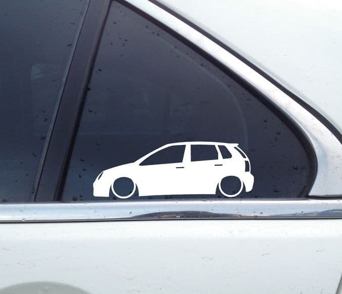 x2 Lowered car stickers for VW Polo 9N Mk4 5-door bug lights TDI L1625