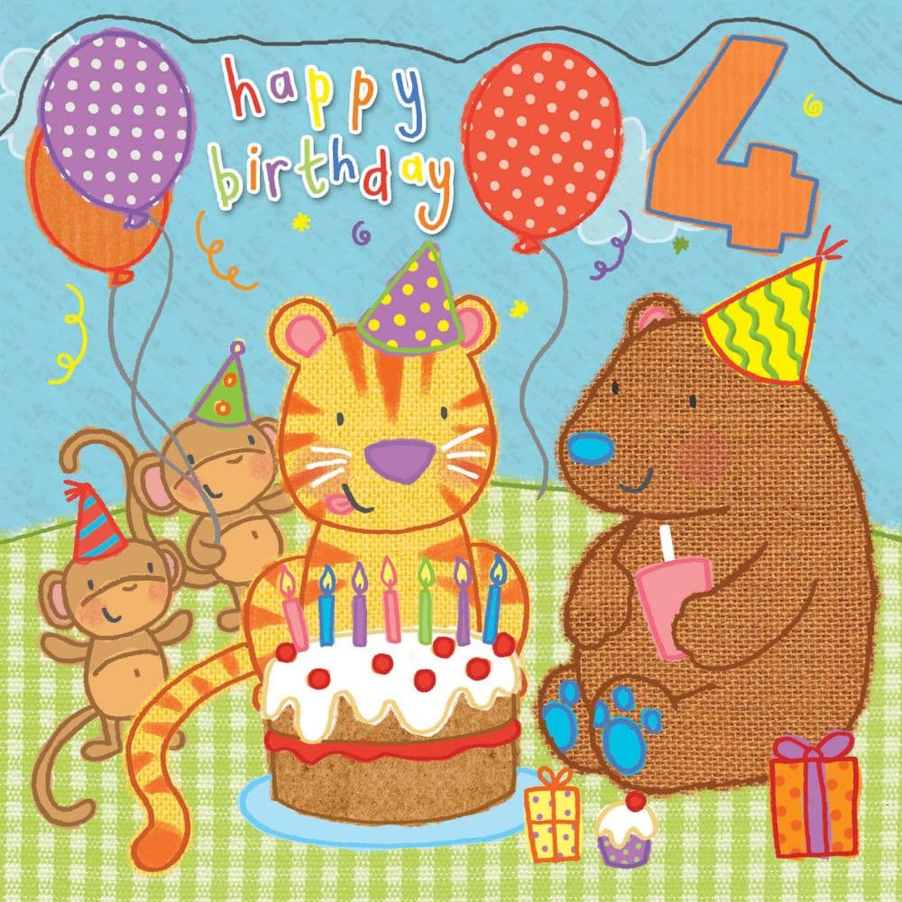 Age 4 Sparkly Birthday Card for Children