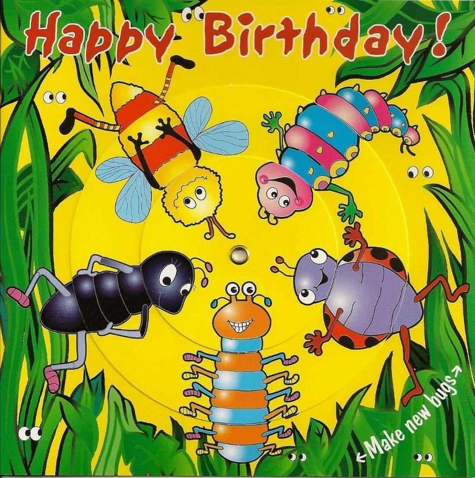Children s Birthday Card Spinner - Jungle Bugs