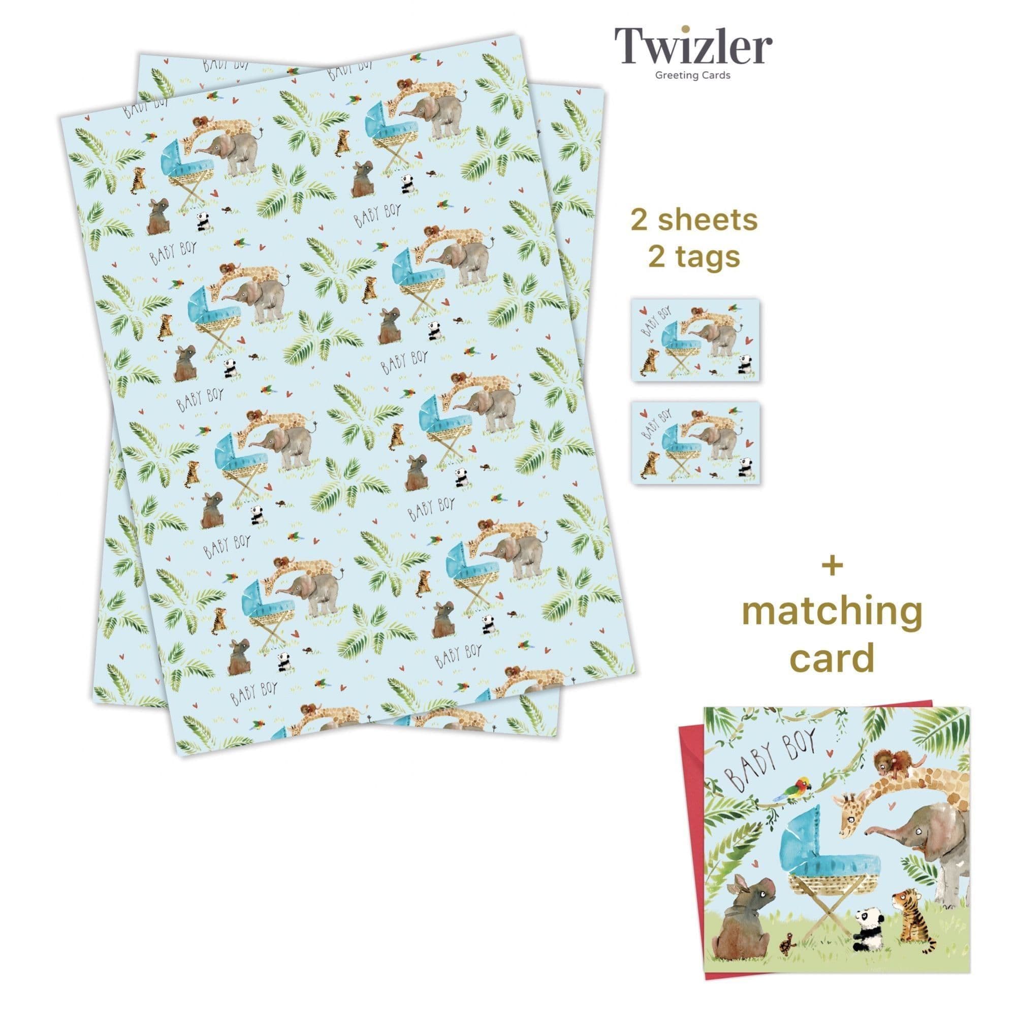 New Baby Boy Wrapping Paper. Cute Baby Shower Gift Wrap