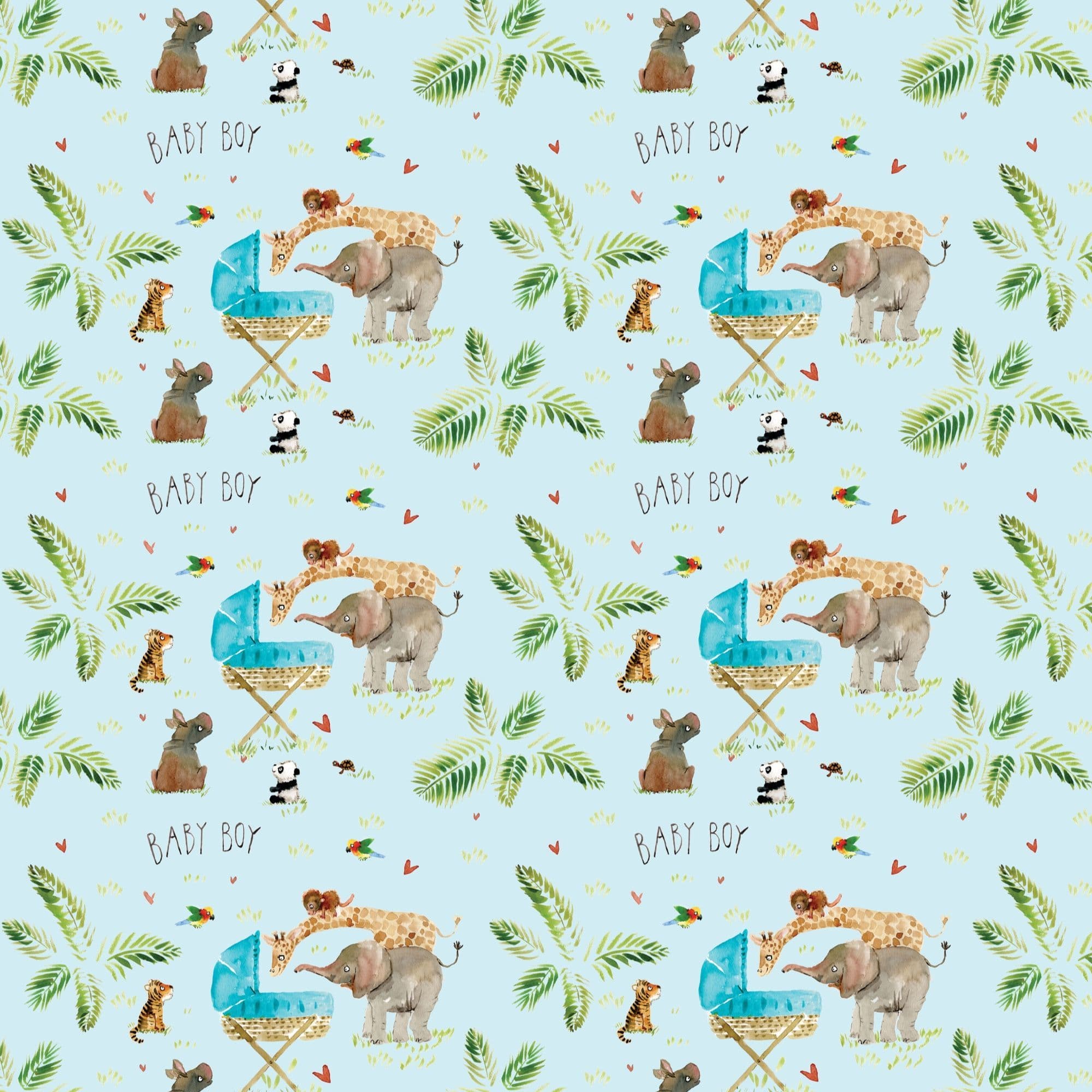 New Baby Boy Wrapping Paper. Cute Baby Shower Gift Wrap