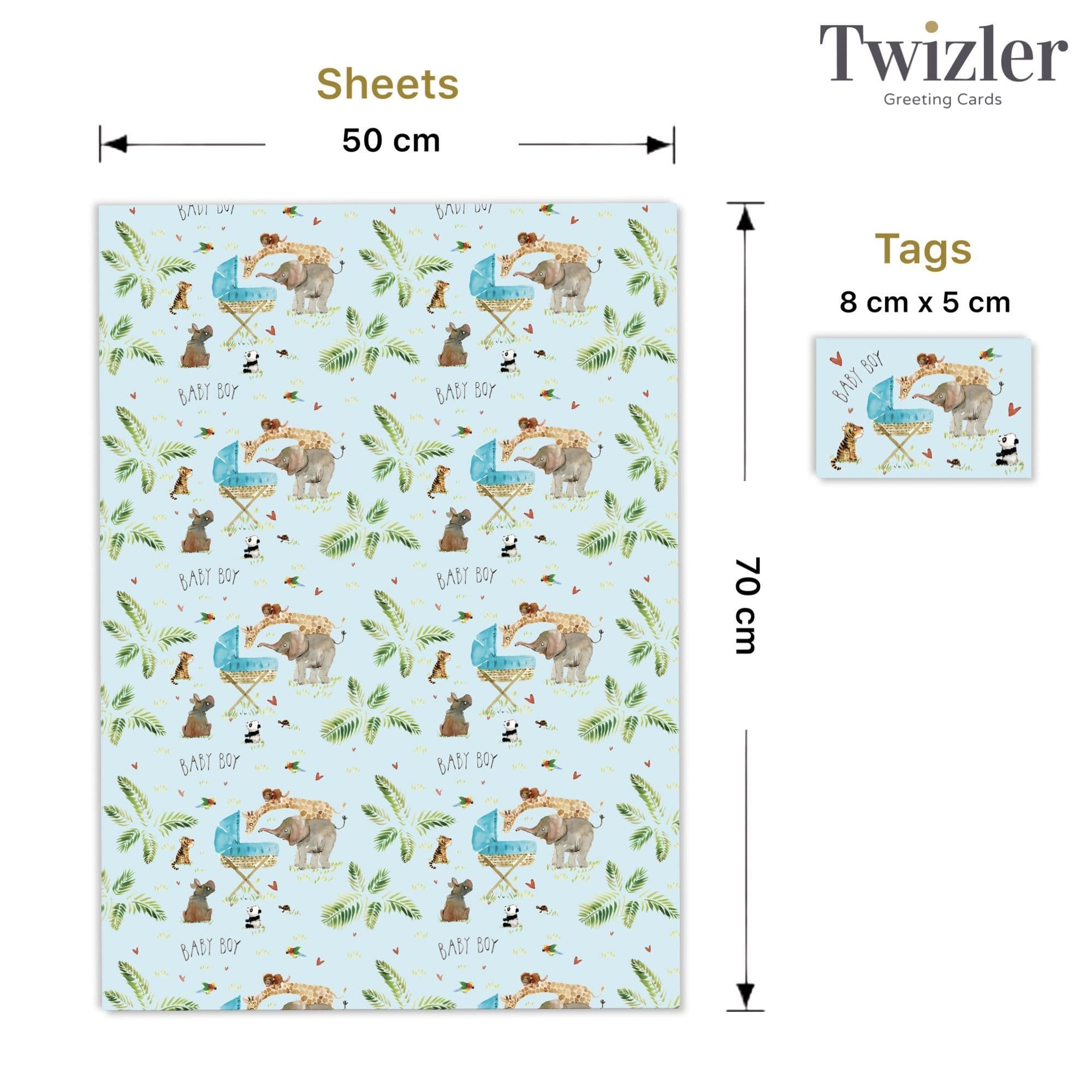 New Baby Boy Wrapping Paper. Cute Baby Shower Gift Wrap
