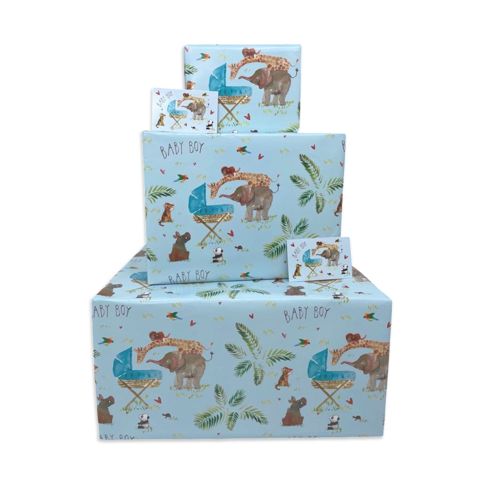 New Baby Boy Wrapping Paper. Cute Baby Shower Gift Wrap