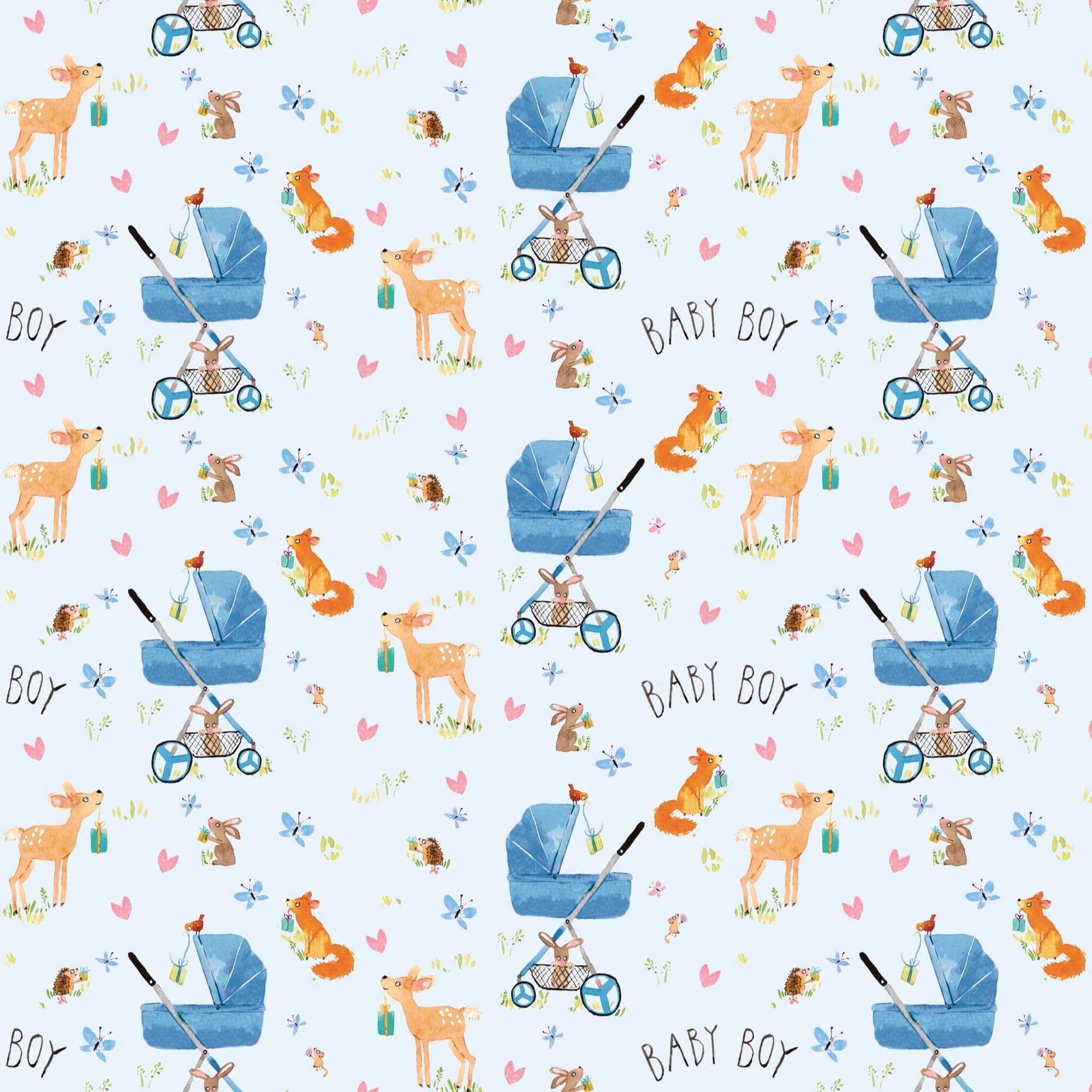 New Baby Boy Wrapping Paper. Cute Baby Shower Gift Wrap