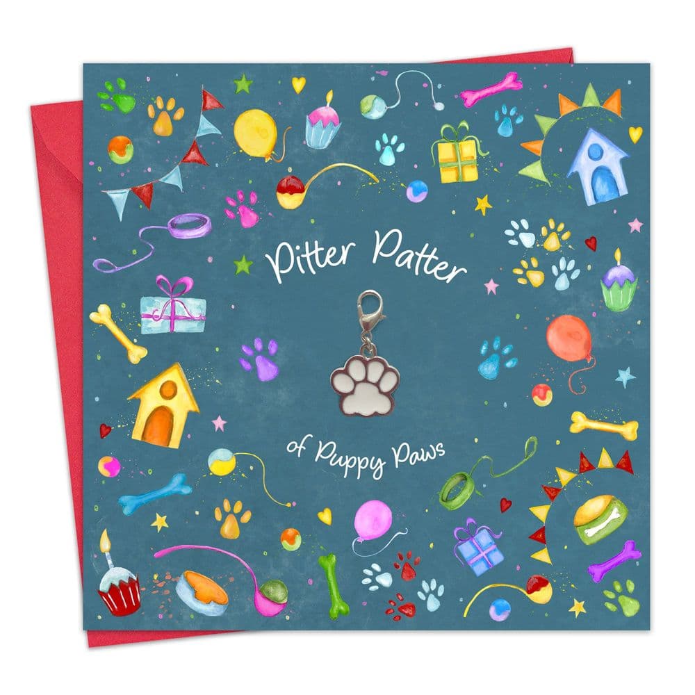 Charm Card and Gift. Cute New Dog Puppy Card.