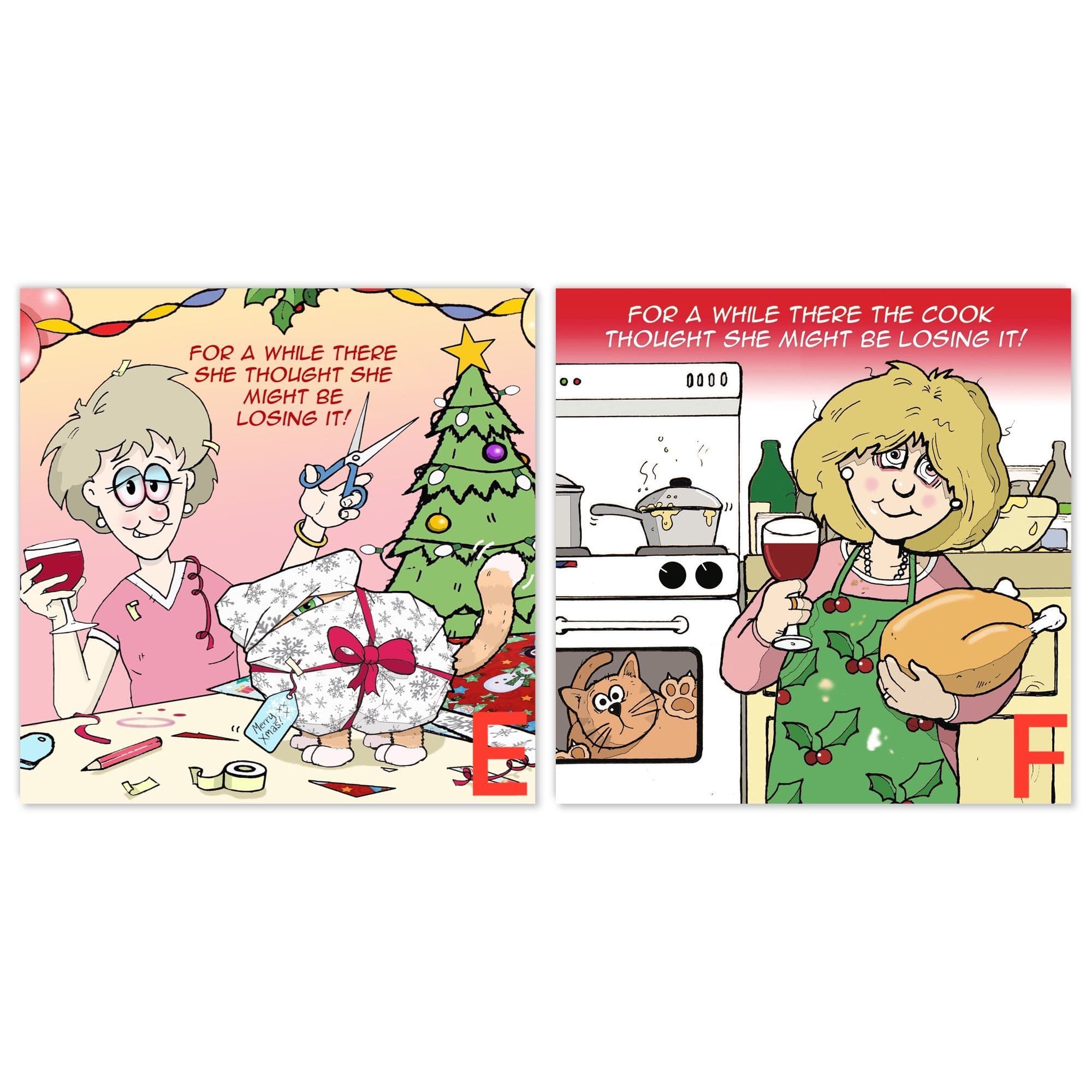 Pack of 6 Funny Christmas Cards Pack. Xmas Multipack. Funny Cards ...