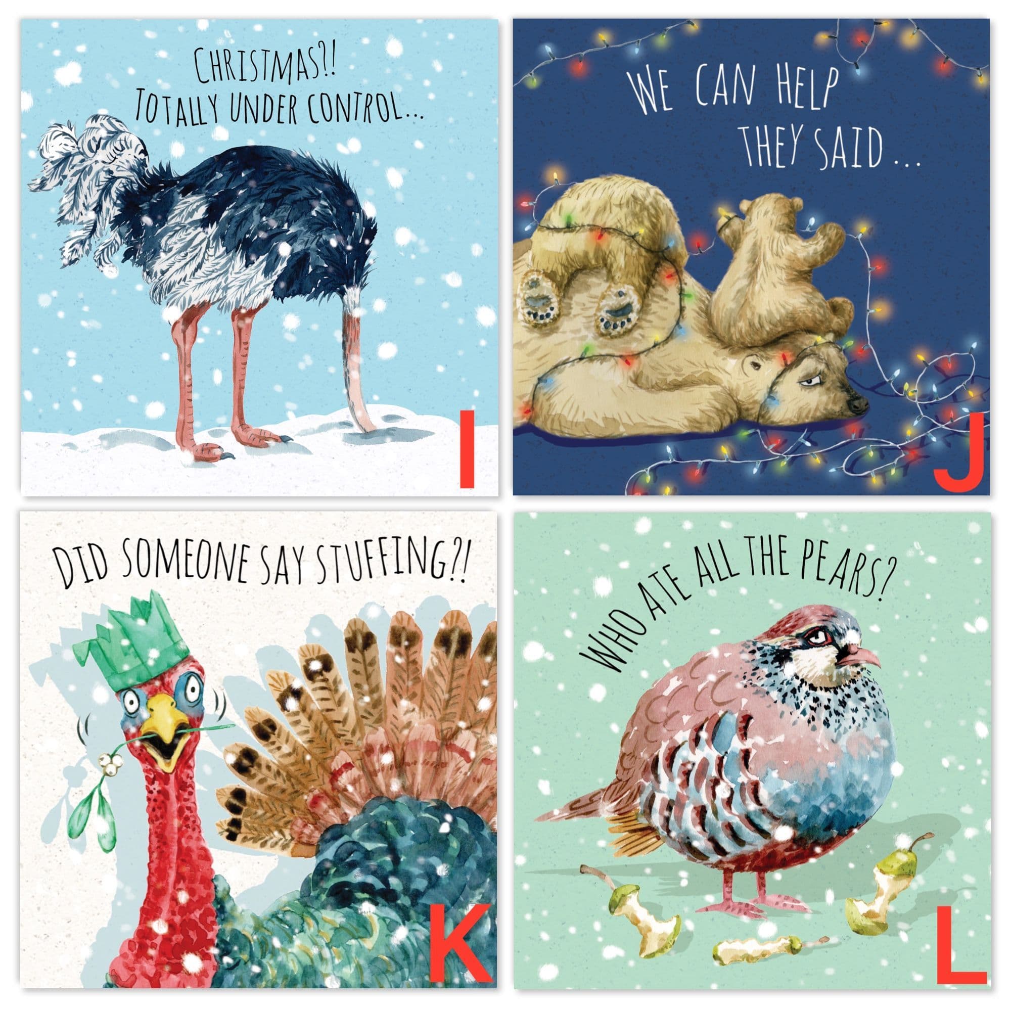 Pack of 6 Funny Christmas Cards Pack. Xmas Multipack. Funny Cards. Humour Cards. Humour ...