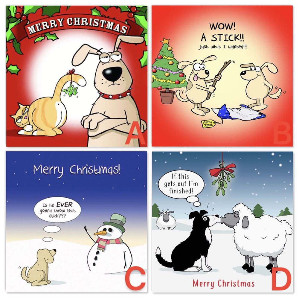 Pack Of 6 Funny Christmas Cards Pack Xmas Multipack Funny Cards