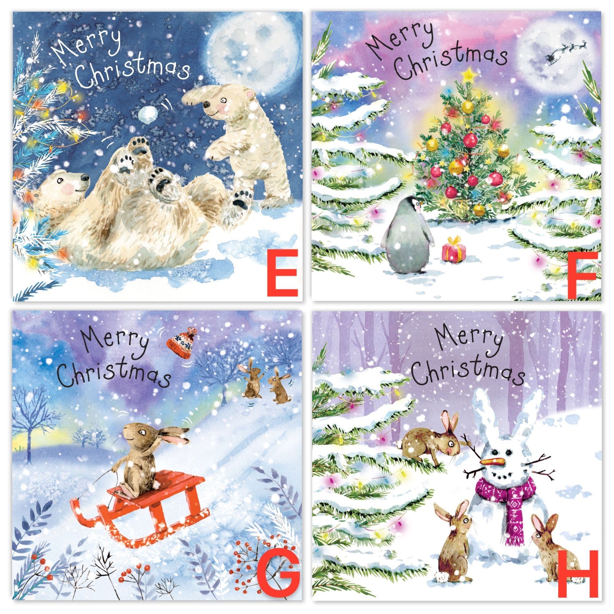 Pack of 8 Cute Christmas Cards Pack. Xmas Multipack. Cute Cards. Cute ...