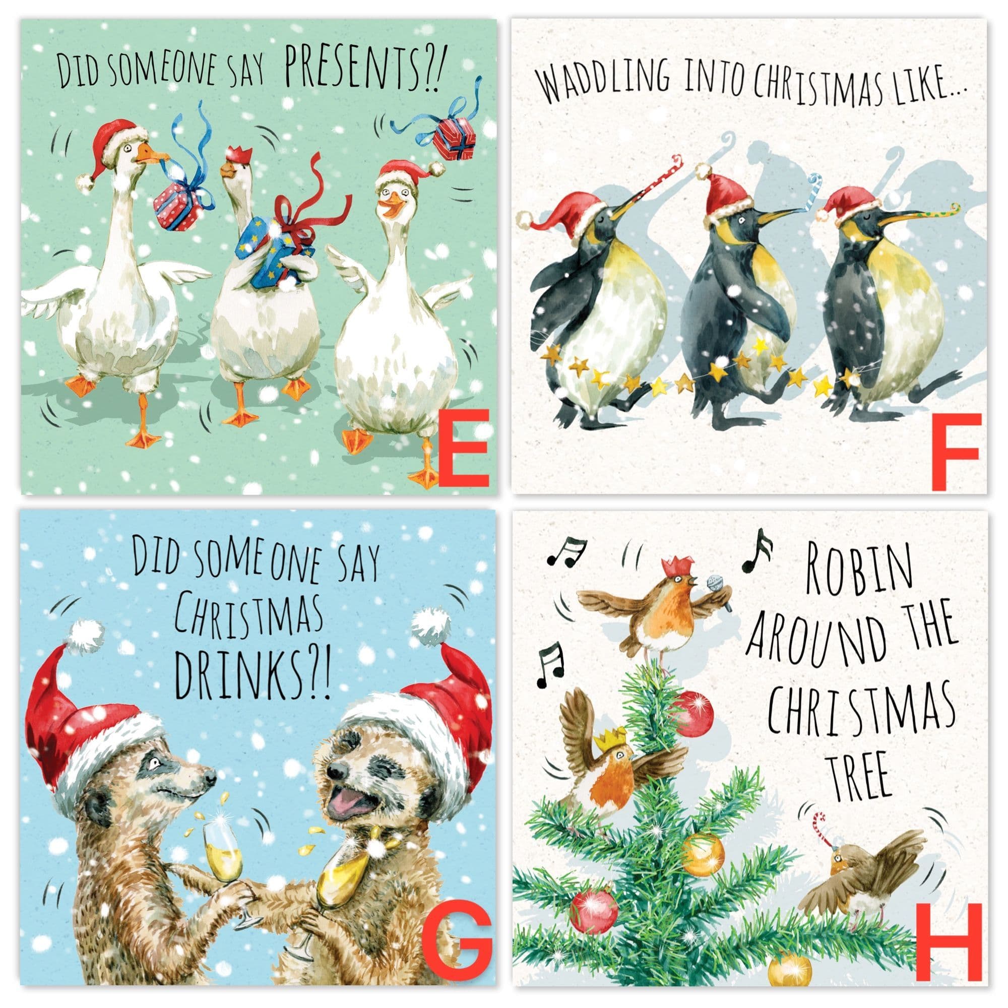 Pack of 8 Funny Christmas Cards Pack. Xmas Multipack. Funny Cards ...