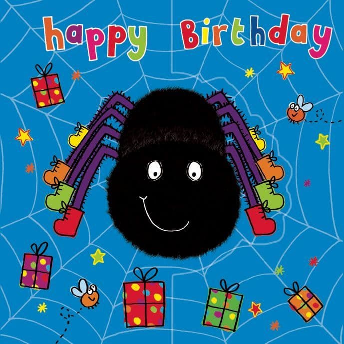 Spider Birthday Card Sparkly Card - Pop Out Card