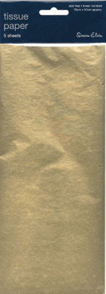 5 x Gold Tissue Paper, Large Sheets - 750mm X 500mm - SC55