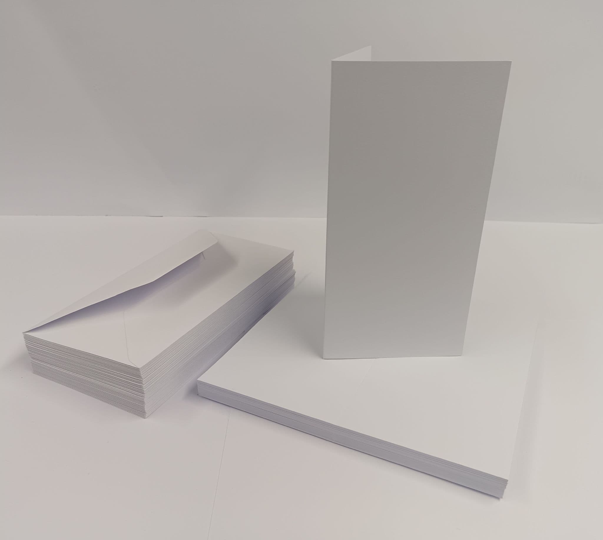 50 Pack DL Pre-Creased White Blank Cards 250gsm & Envelopes 100gsm