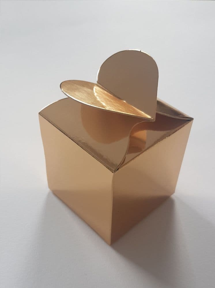 Mirror Heart Top Wedding Favour Boxes - Silver and Gold