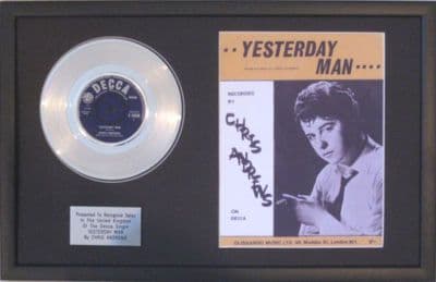 CHRIS ANDREWS-Platinum Disc & Songsheet-YESTERDAY MAN