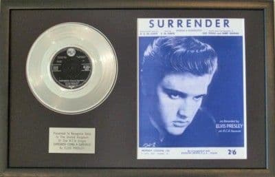 ELVIS PRESLEY -Platinum Disc & Song Sheet -SURRENDER