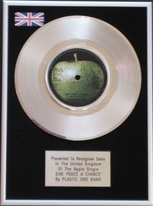 JOHN LENNON & PLASTIC ONO BAND - 7" Platinum Disc - GIVE PEACE A CHANCE