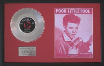 RICKY NELSON-Platinum Disc&Song Sheet-POOR LITTLE FOOL