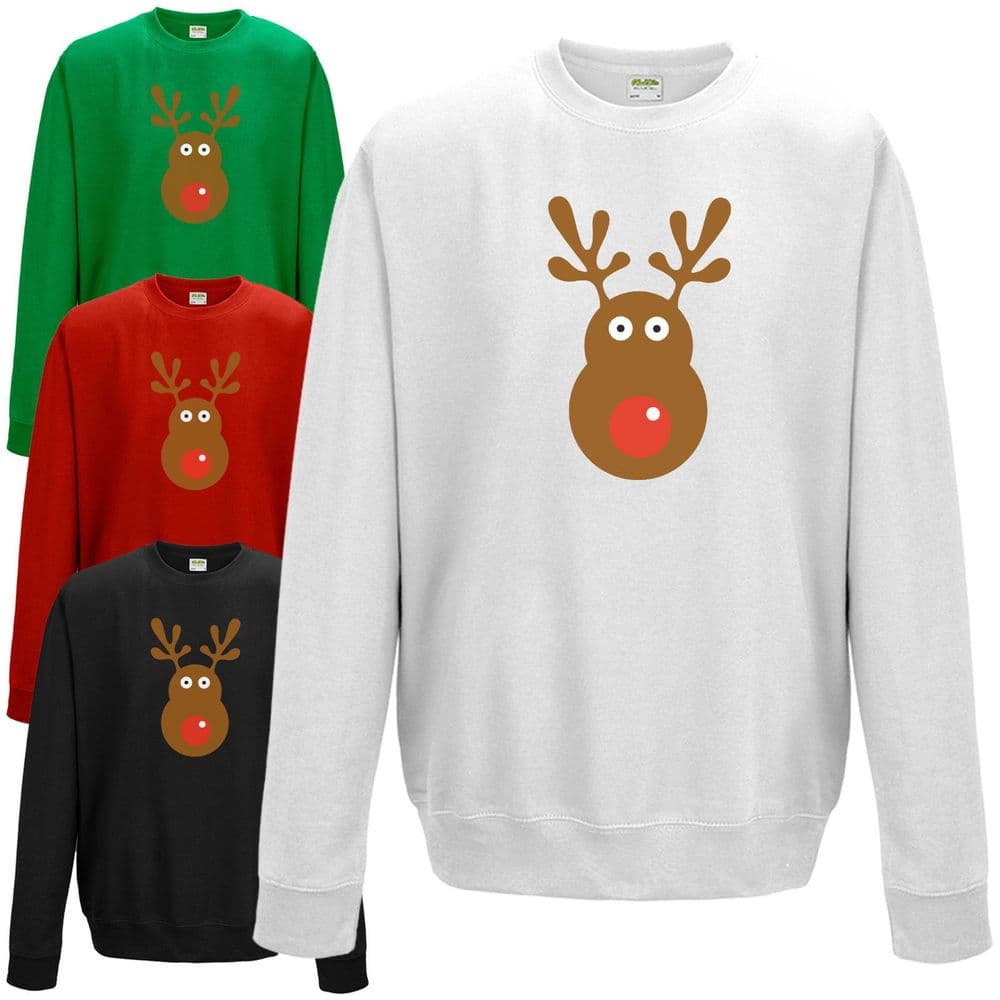 Rudolph Reindeer Face Sweatshirt - Christmas Retro Rudolf Xmas Gift ...