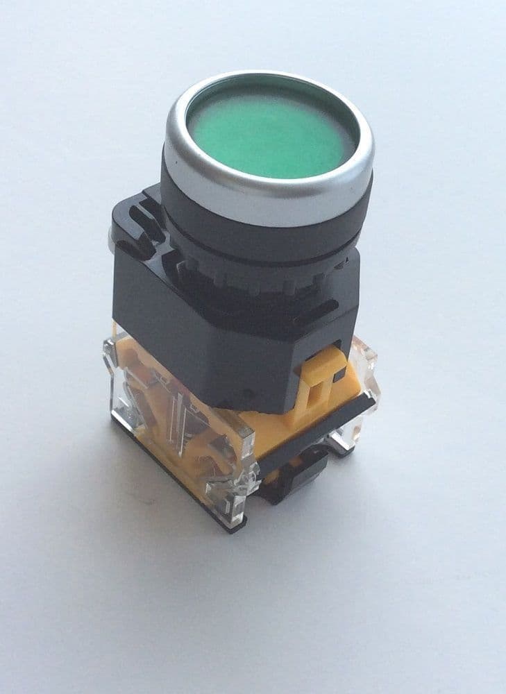 22mm Panel Mount DPST Latching Control Push Button Switch Green AC 400V 10A
