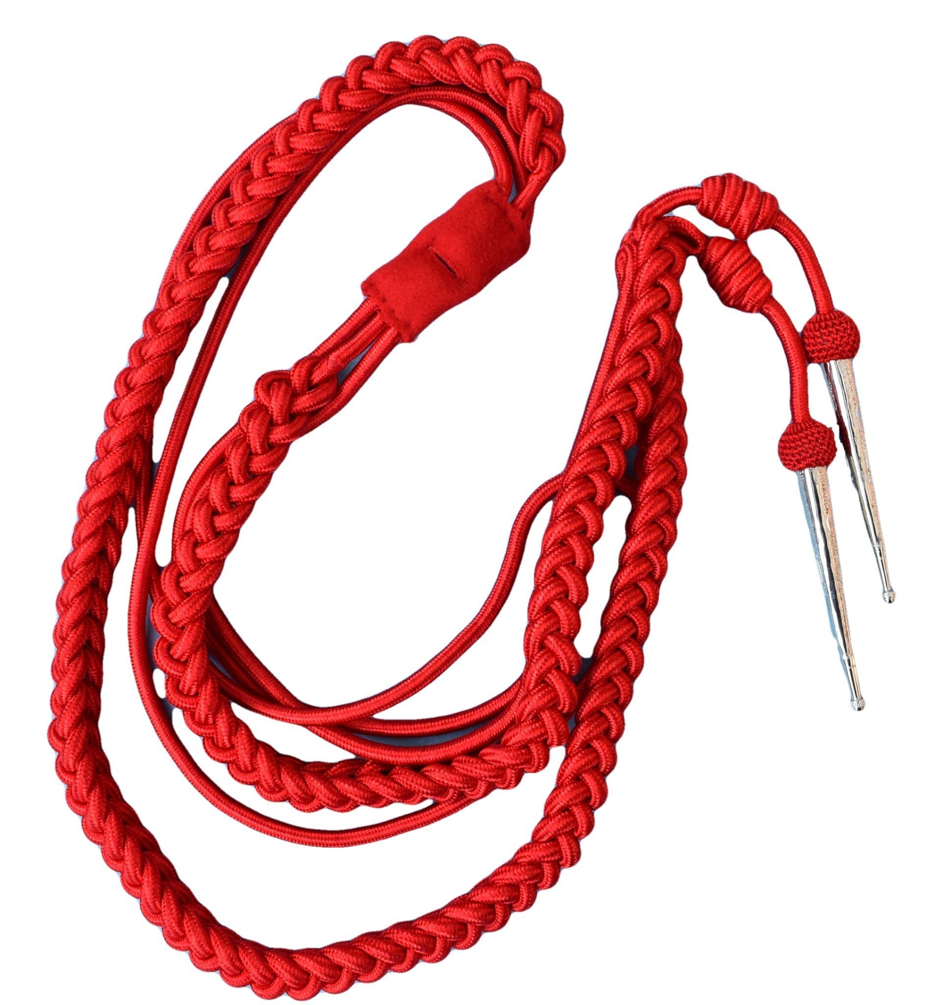 Aiguillette Red Silky with Silver tags Bands Army R1426