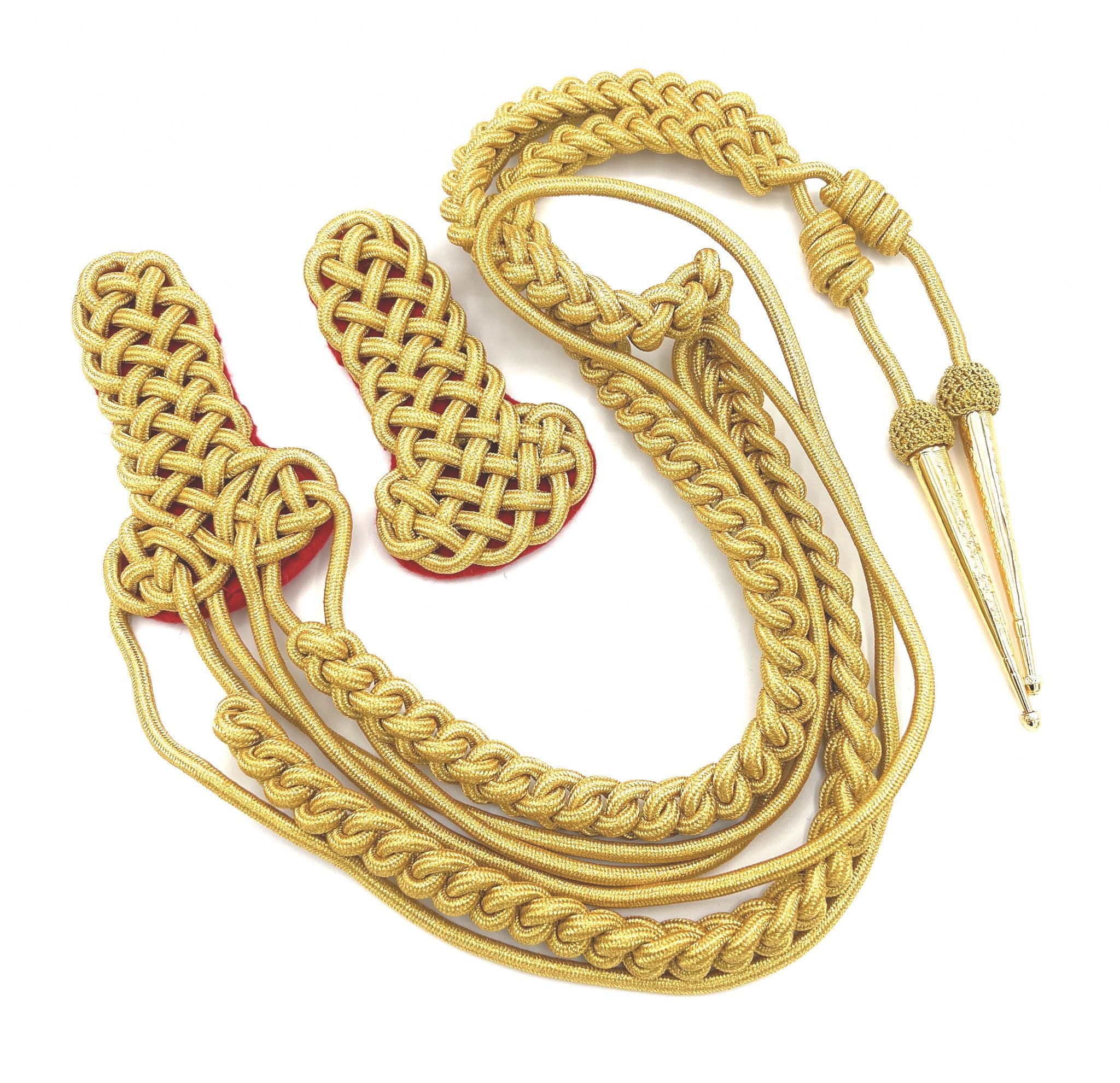 Aiguillette with Shoulder Board Gold Mylar on Red Back R1999-RB