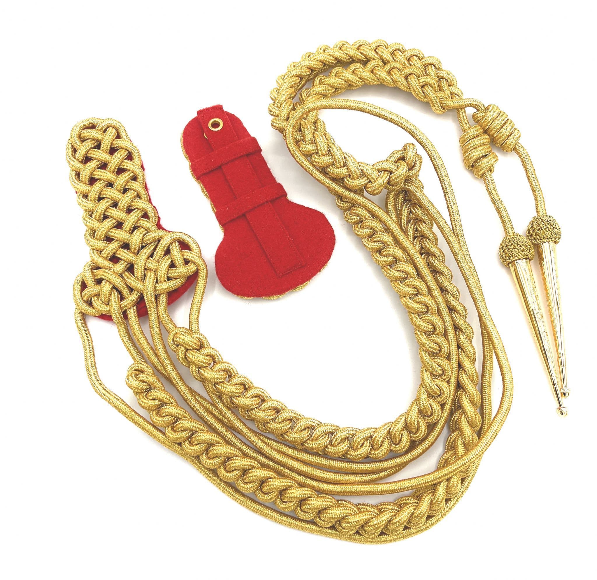 Aiguillette with Shoulder Board Gold Mylar on Red Back R1999-RB