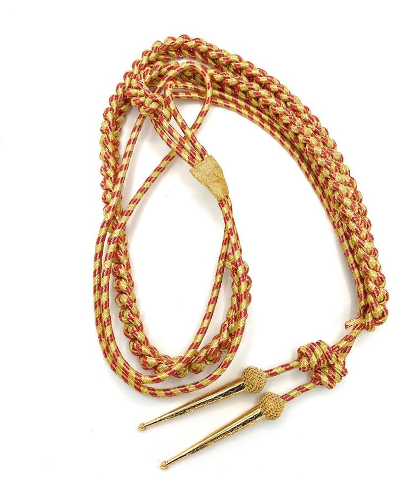 Army, Army Aiguillette Gold Red with gold tags Left Shoulder