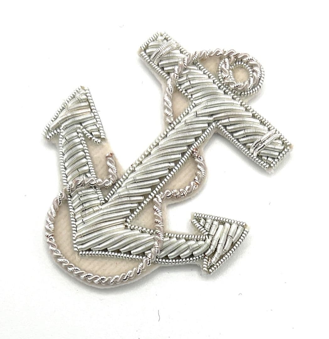 Badge Anchor Silver Embroidered Anchor Insignia Sold Each