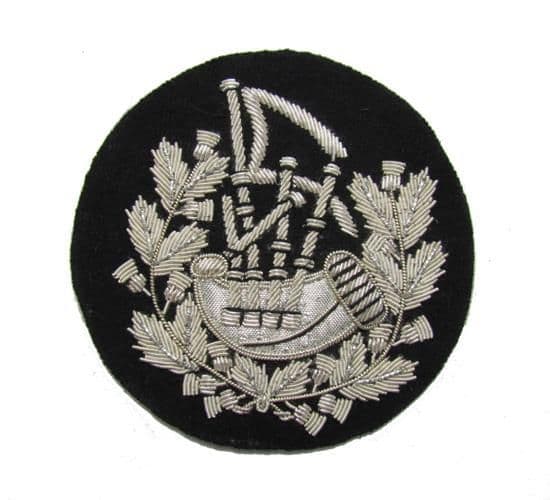 Badge Pipe Major Silver on Black R1211