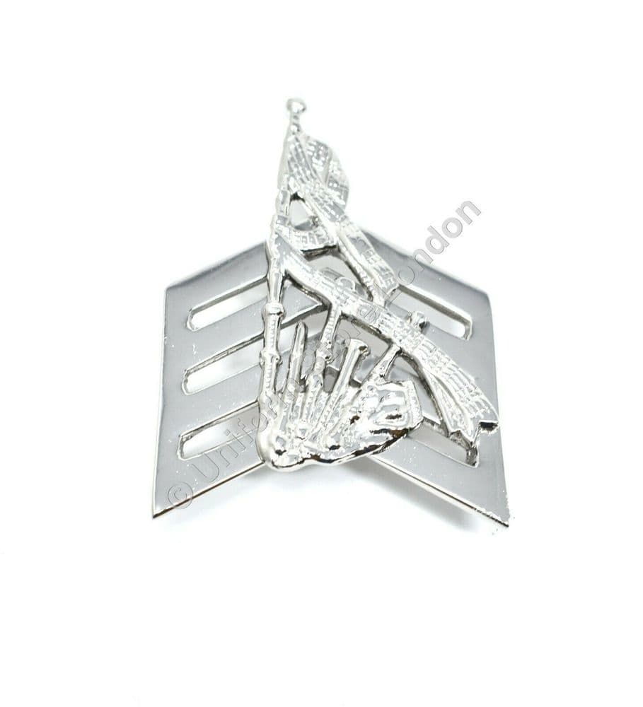 Badge Pipers Pipe Major Chevron Badge Chrome Shanks Pin Fitting Sold Each