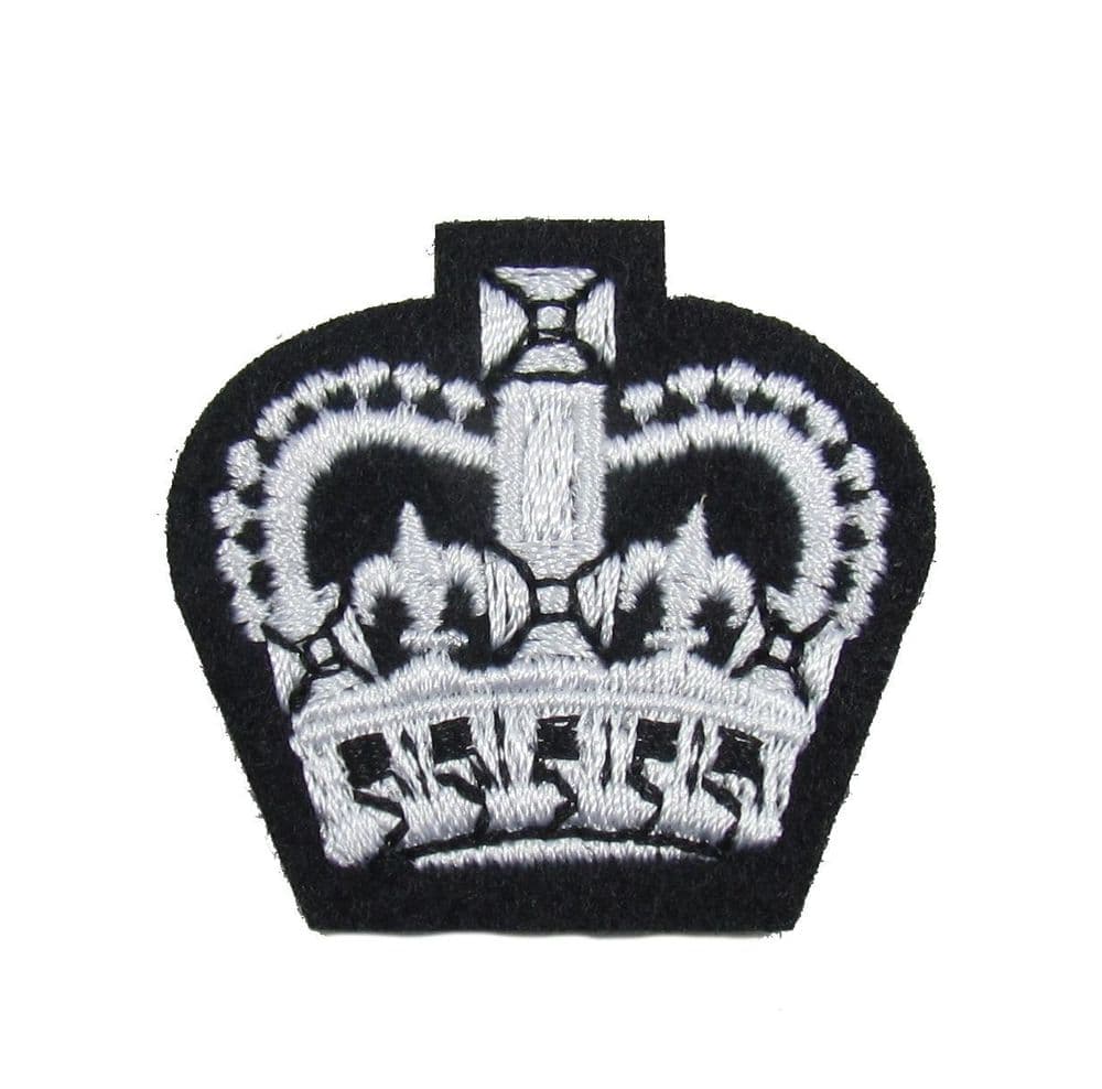 Badge Staff Sergeant Crown Army Military SNCO White on Black R1816
