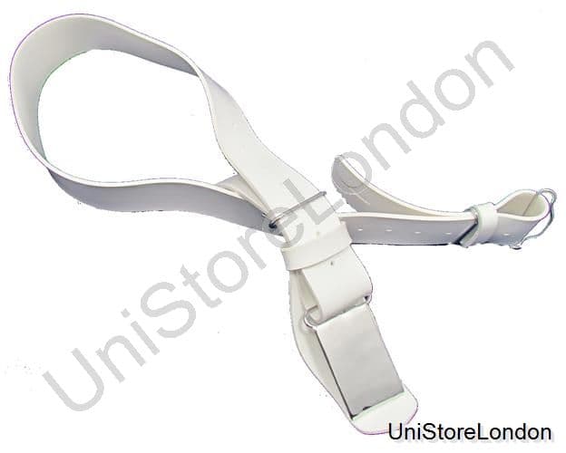 Belt Parade White PVC Plastic with Loops Chrome Plain Buckle Army ...