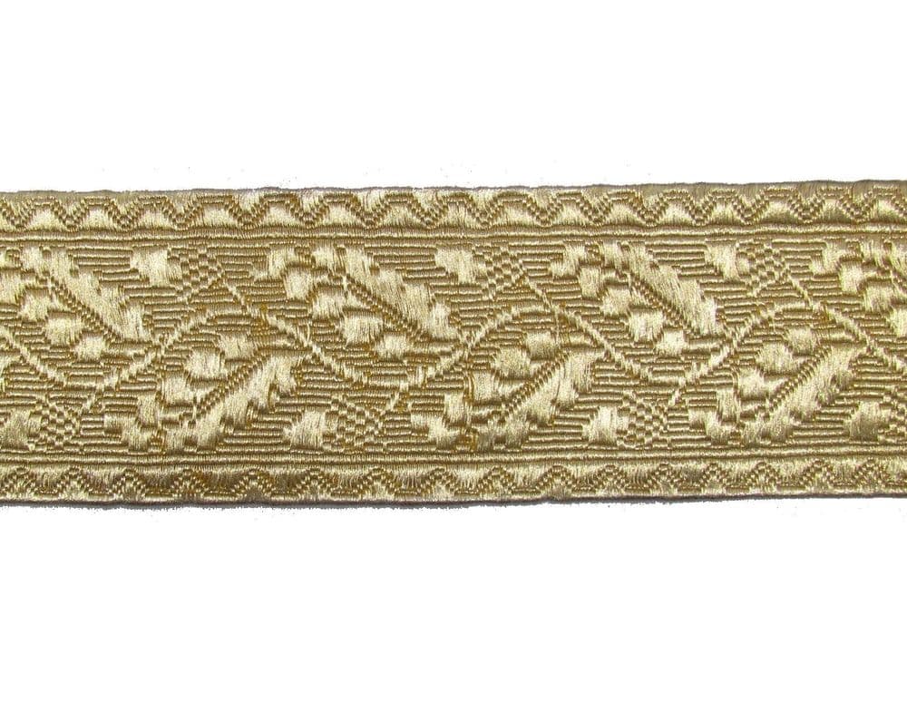 Braid Light Gold Mylar Oak Leaf 48 mm Rank marking Lace Trim Sold By ...