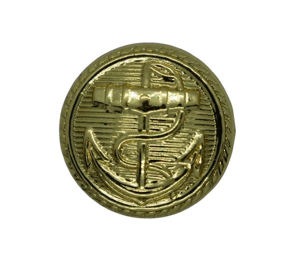 Button Naval Anchor Design Button Brass Gold 24 mm Sold Each
