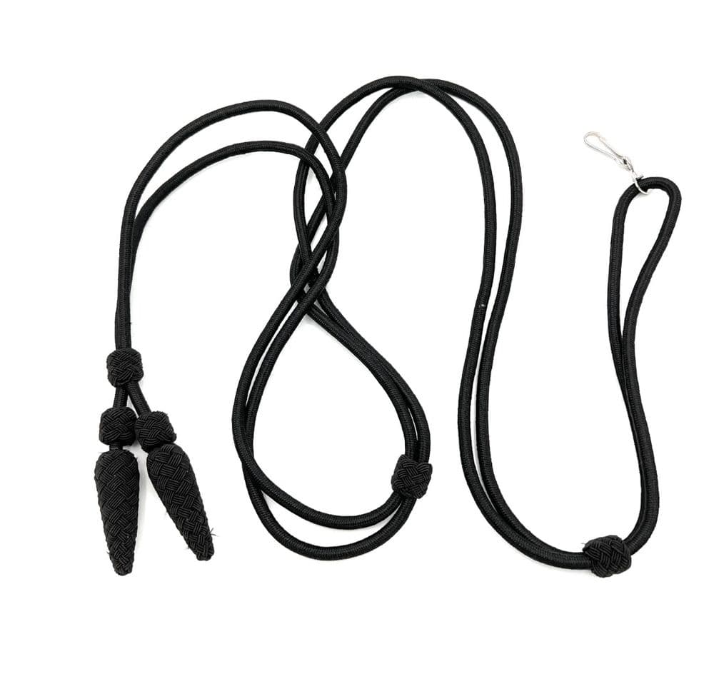 Cap Lines, Body Line Long Black Silky Long with 2 Acorns Chrome Hook R1077