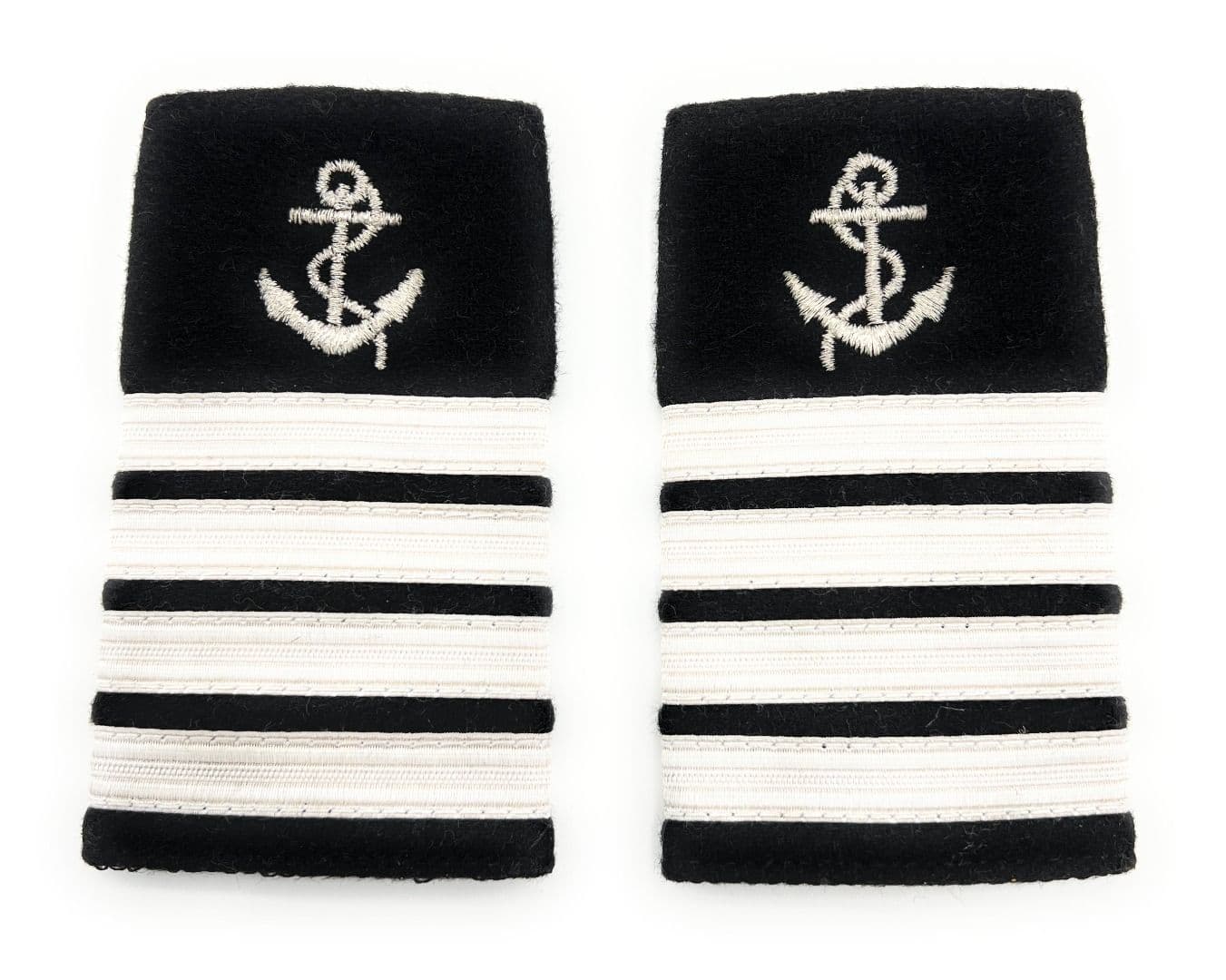 Captain Shoulder Board Epaulets Silver Anchor & Four Bars R2762