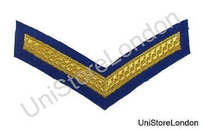 Chevron Lance Corporal Gold on Royal Blue 150mm Wide 1 Bar R1390