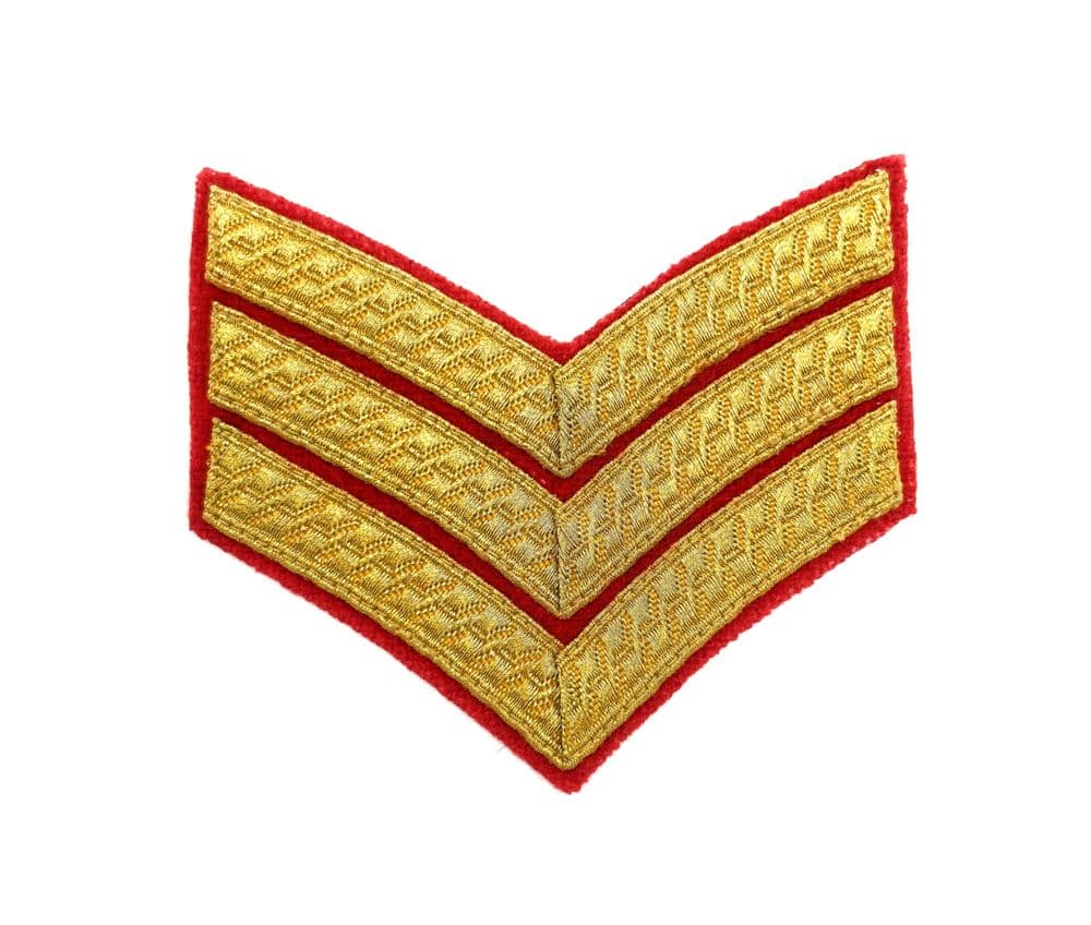 Chevron Sergeant Stripes Gold Red 100mm Wide 3 Bars R879WS