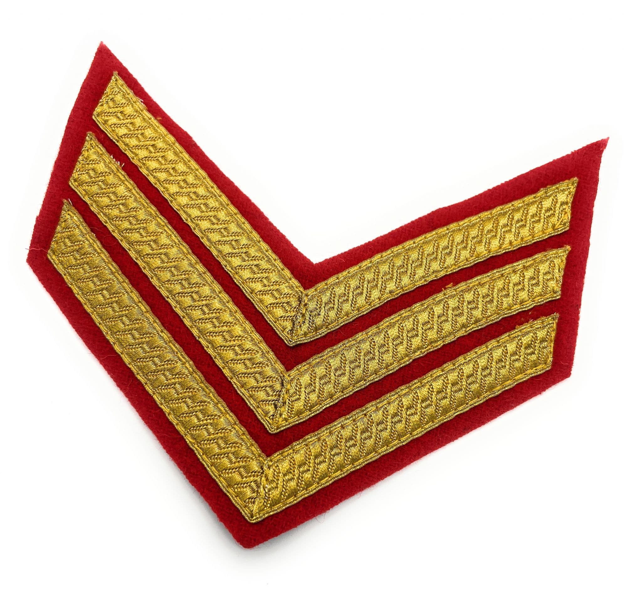 CHEVRON SERGEANT STRIPES GOLD RED 150mm 3 Bars WIDE R527