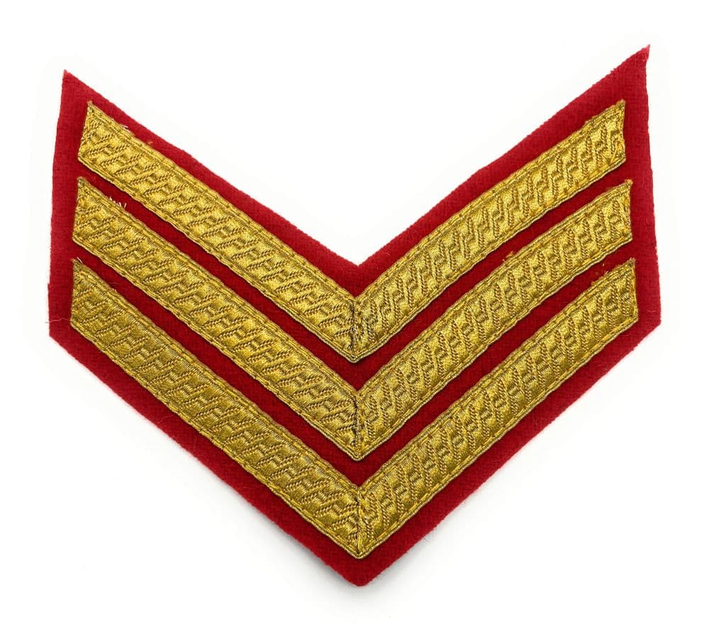 CHEVRON SERGEANT STRIPES GOLD RED 150mm 3 Bars WIDE R527