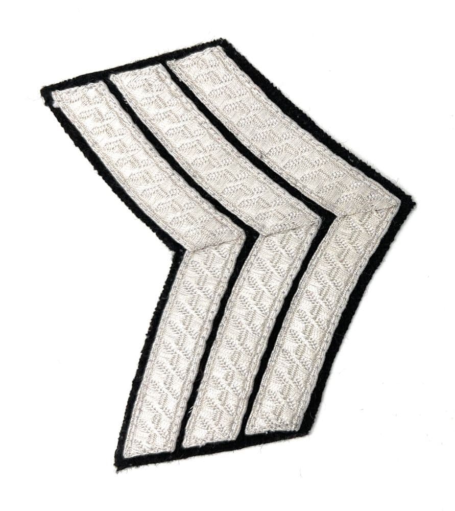 CHEVRON SERGEANT STRIPES Silver Black 100mm 3 Bars WIDE R886
