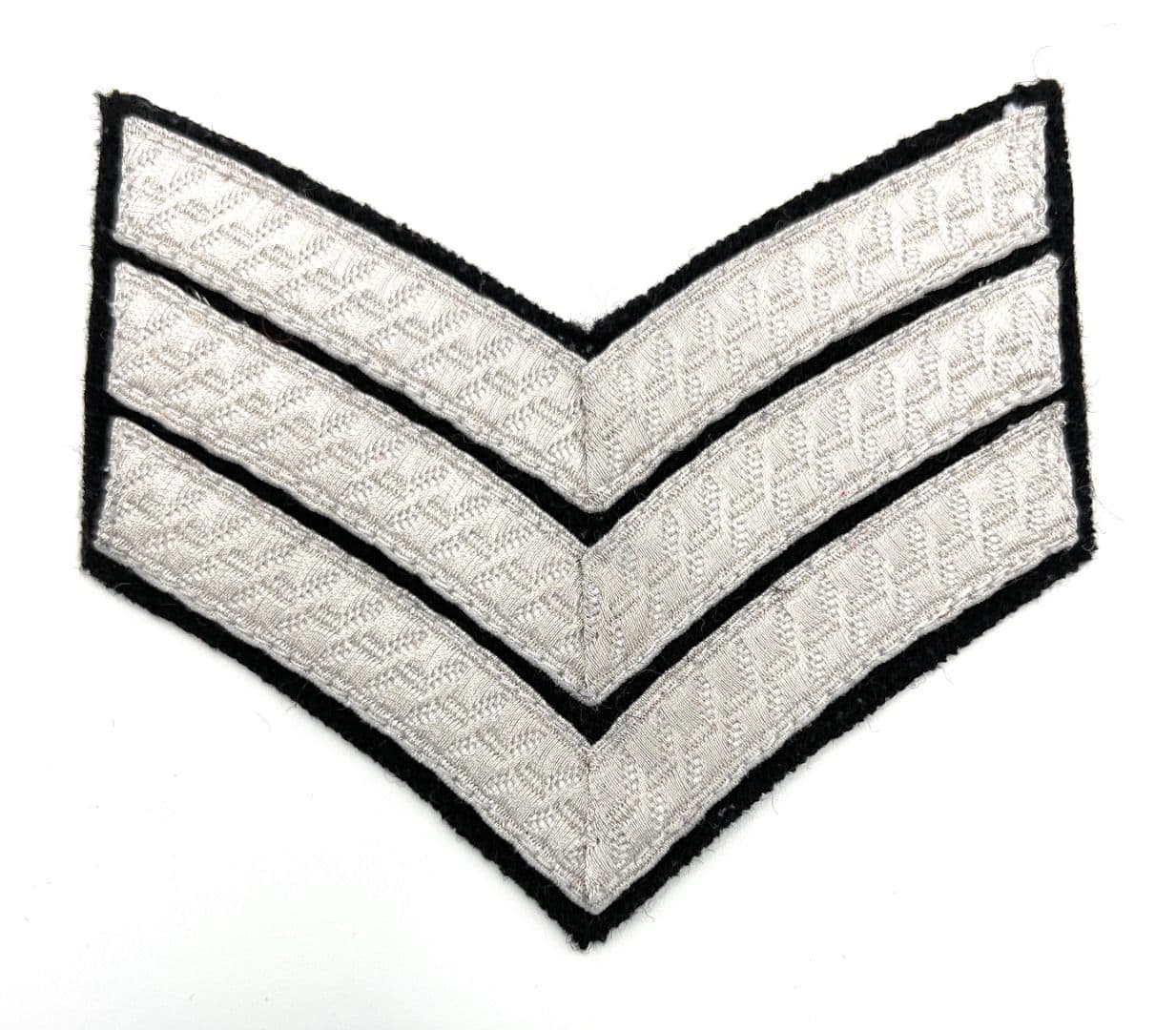 CHEVRON SERGEANT STRIPES Silver Black 100mm 3 Bars WIDE R886